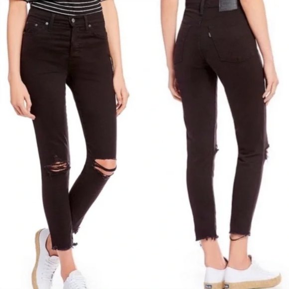 Levi's | Jeans | Like New Levis Wedgie Soft Ultra Skinny Ripped Black Jeans Size 27 | Poshmark